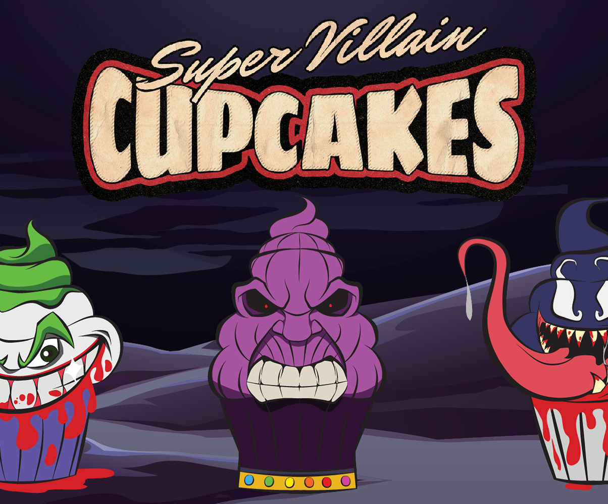 Super Villains Halloween Cupcakes Set for Restaurant or Bakery Menu ...