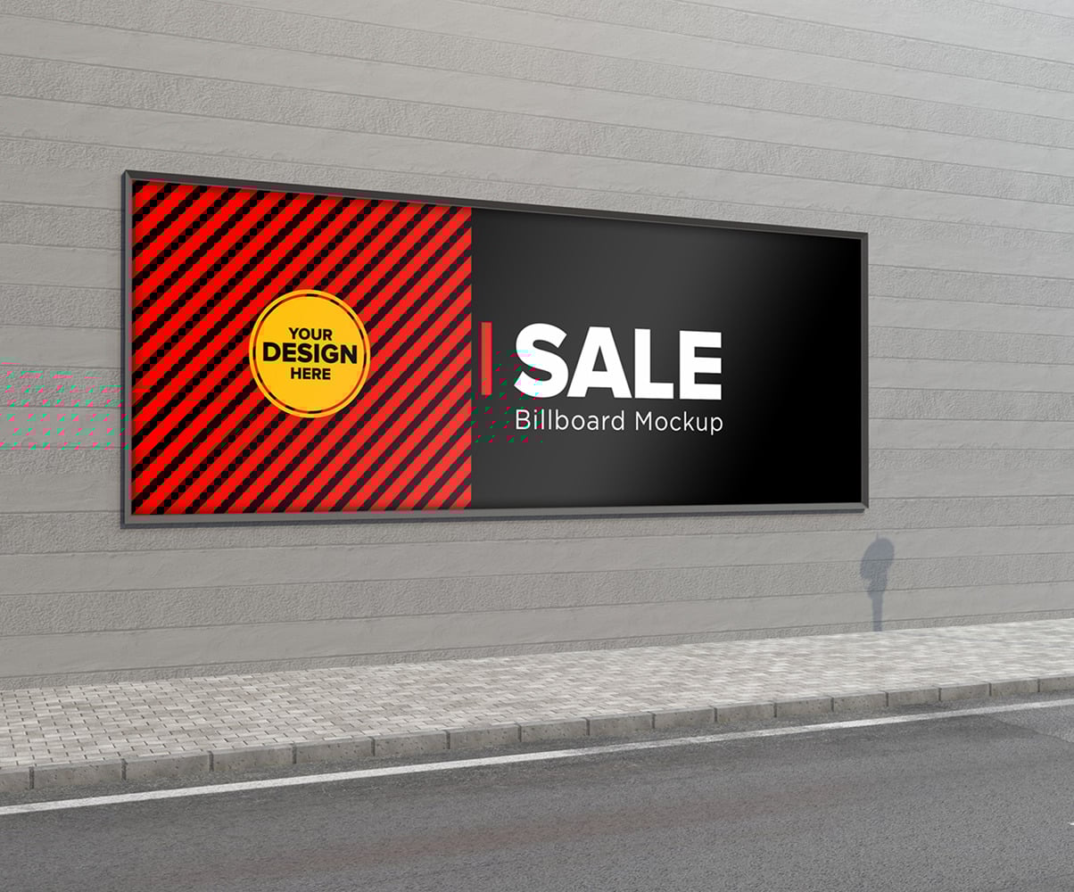 Outdoor wall mounted Billboard Product Mockup #148047