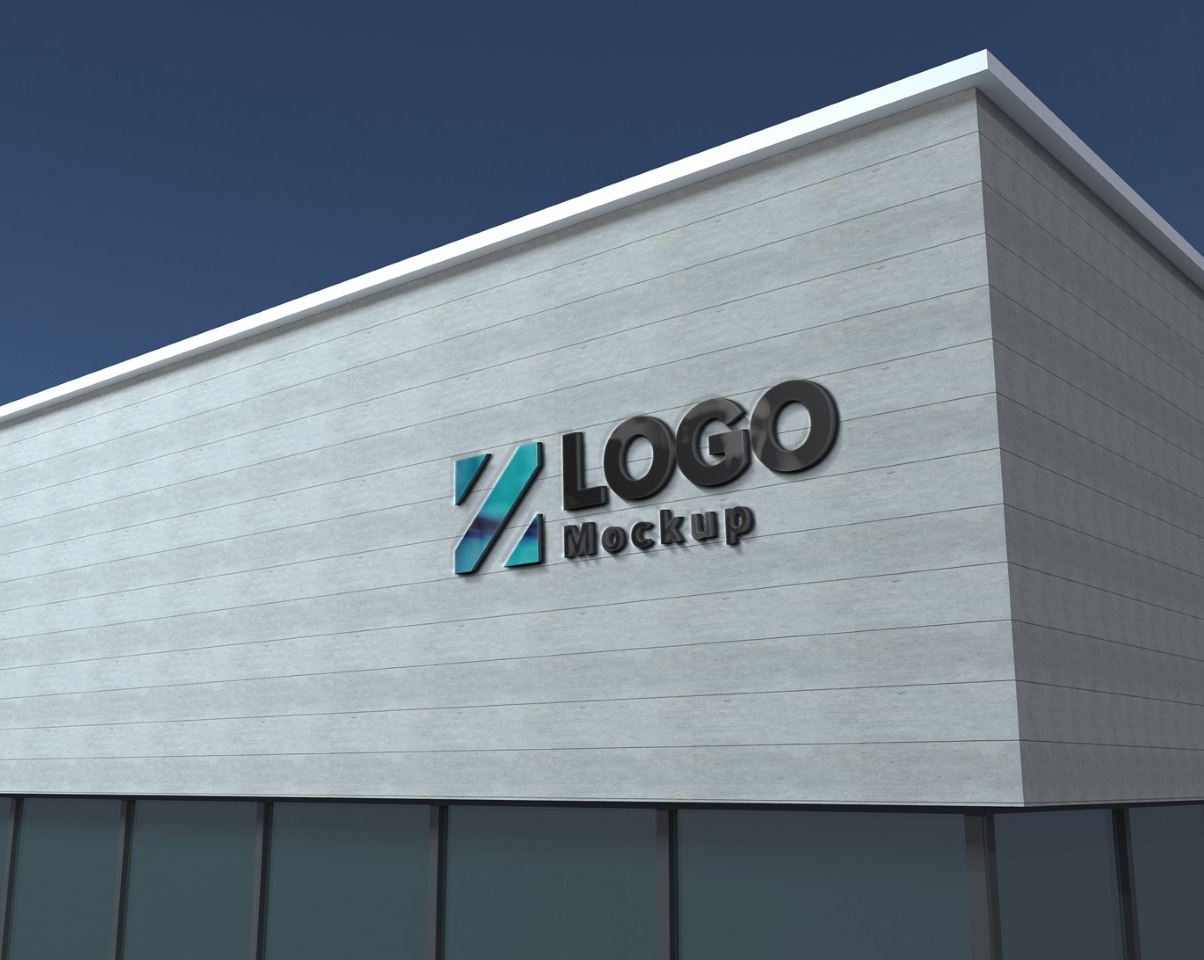 Steel Logo Mockup Sign Elegant Black Building Product Mockup #148847