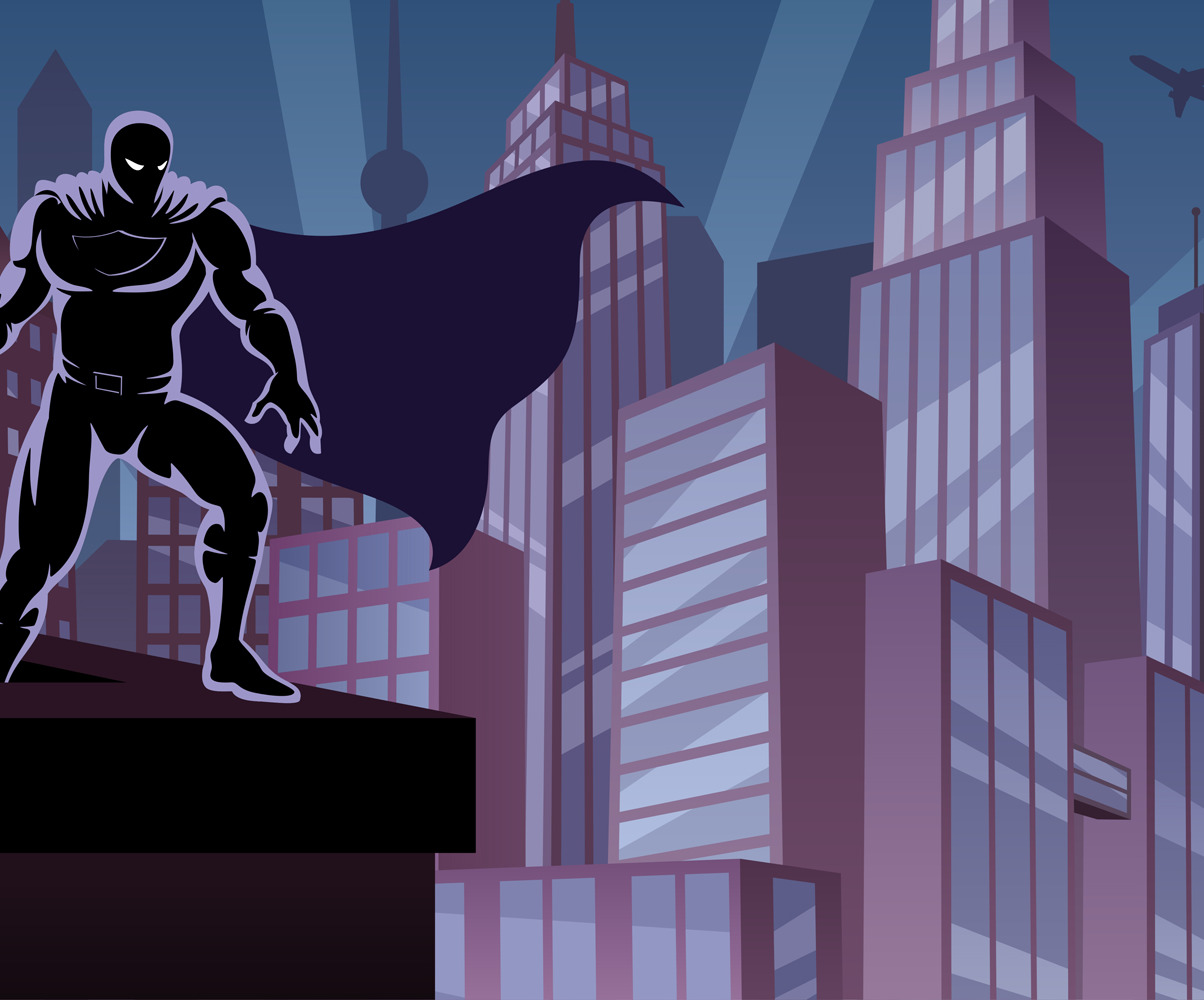 Superhero on Roof Illustration #152574