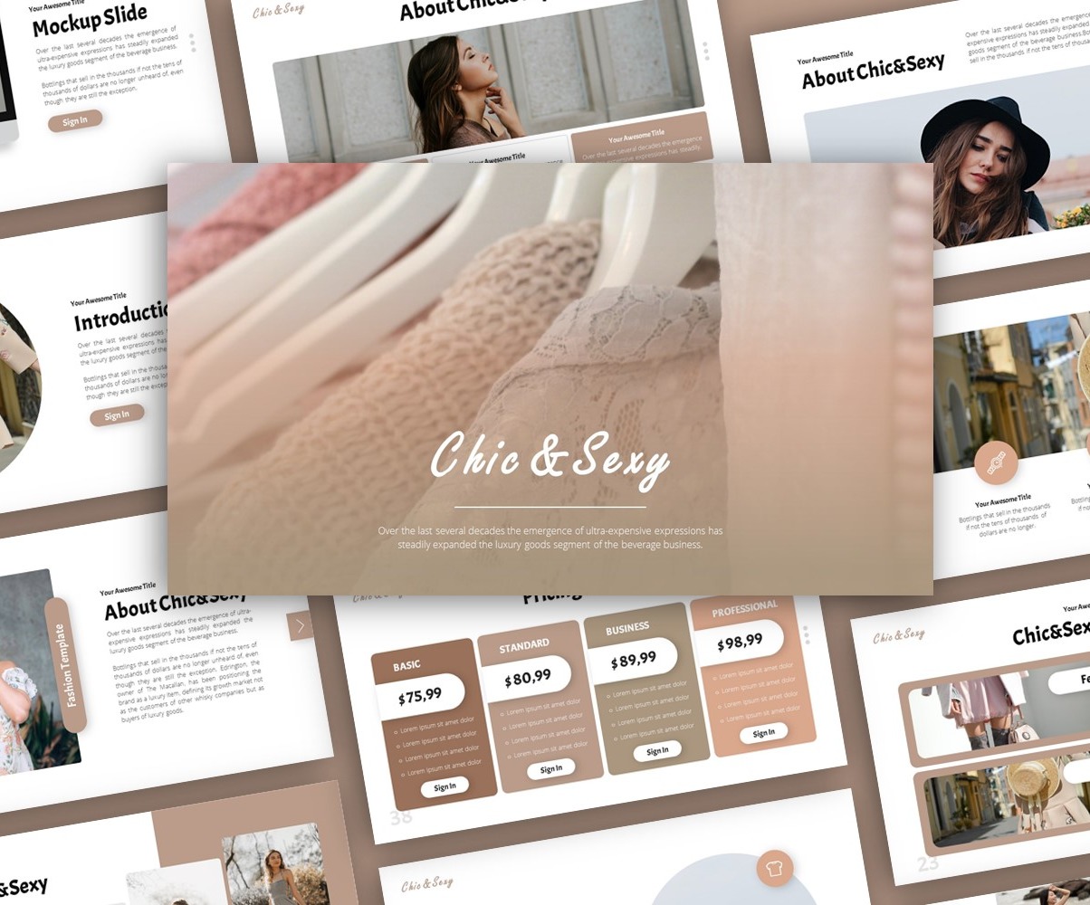 Chic&Sexy Fashion Presentation PowerPoint Template #154242