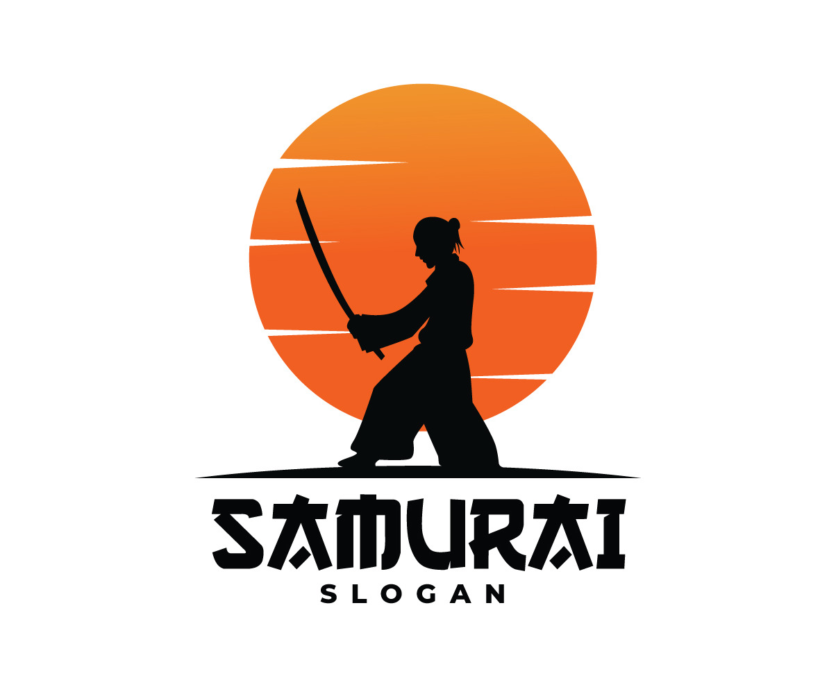 Sunset with Samurai Logo Template #160314