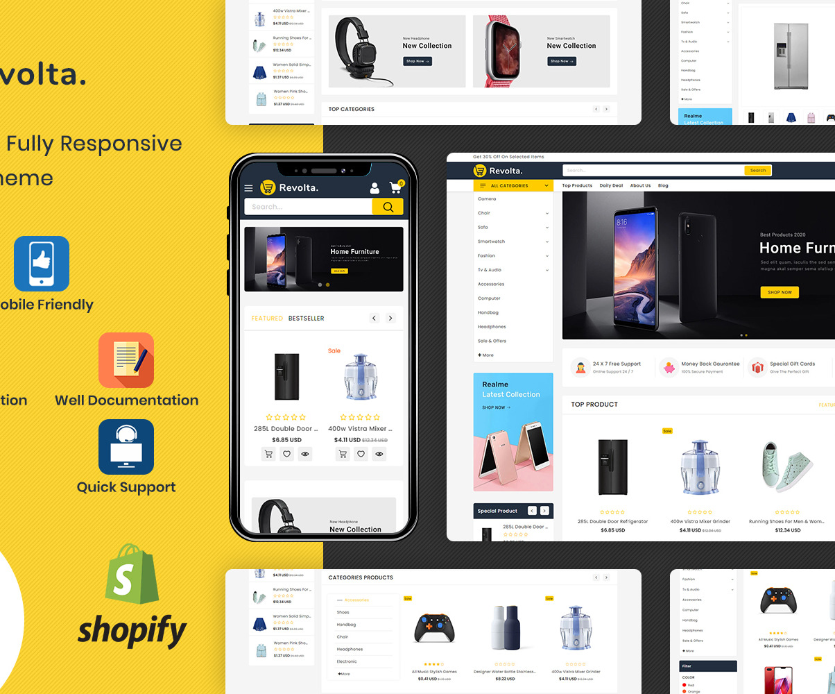 Revolta - Minimal Modern Multistore Shopify Theme #162394