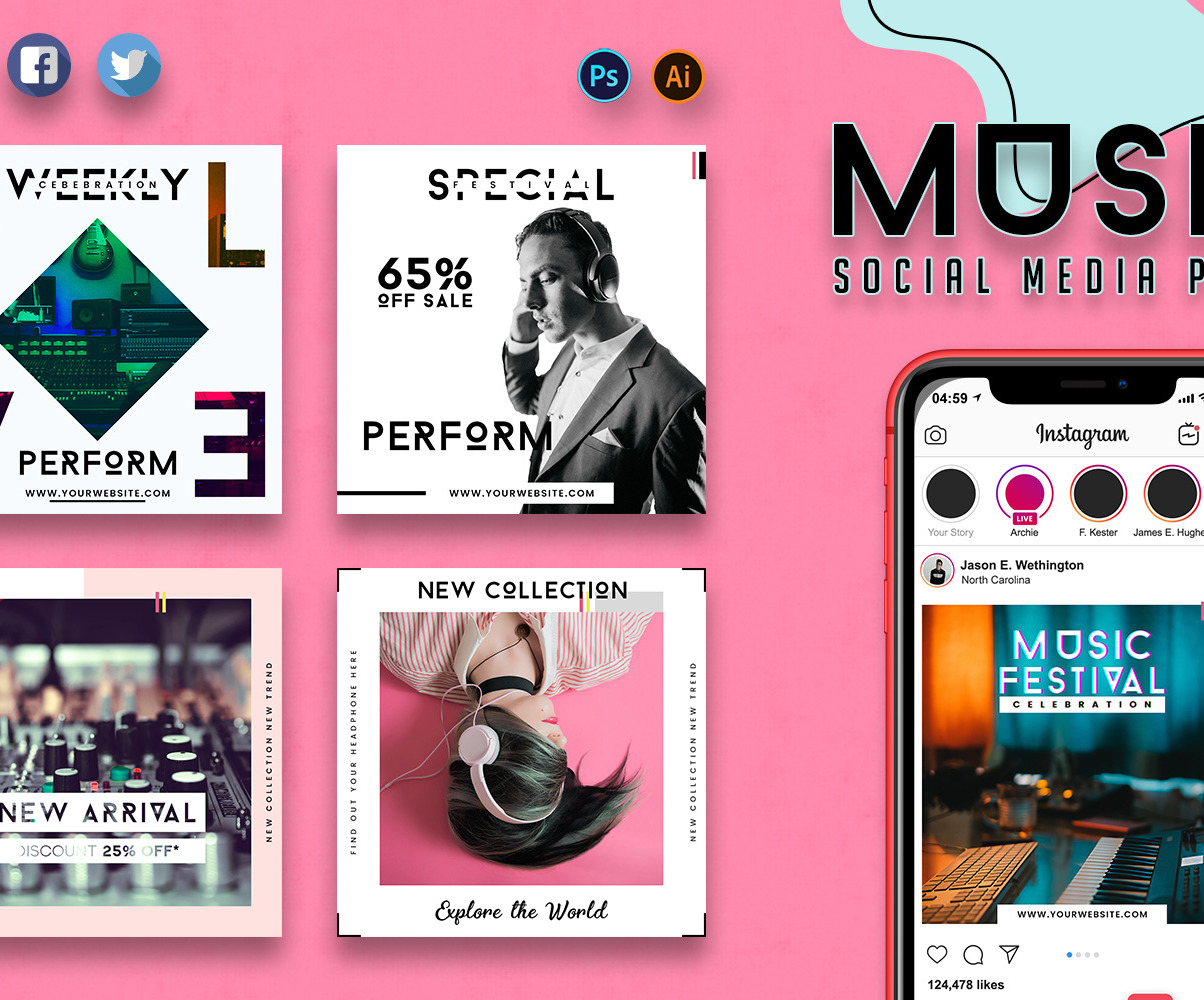 Music Promo Packs Social Media Template #163506