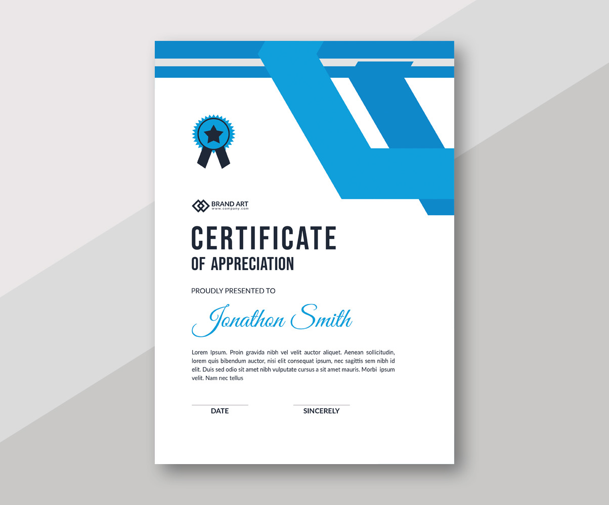 Blue Waves Certificate Theme Design Certificate Template #164465