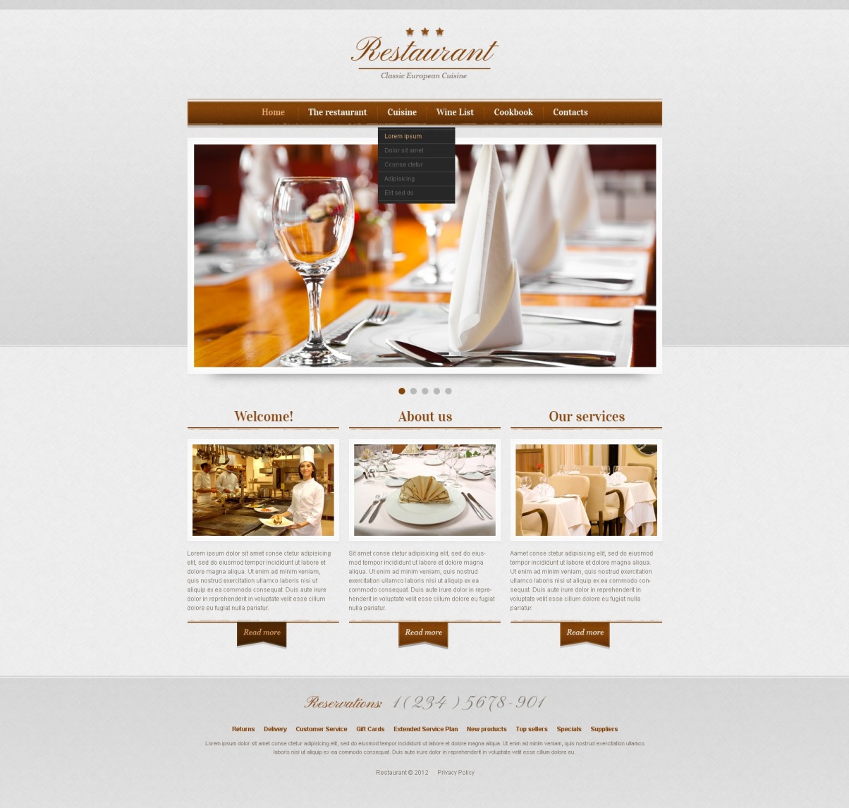 Cafe and Restaurant Responsive Website Template #41288