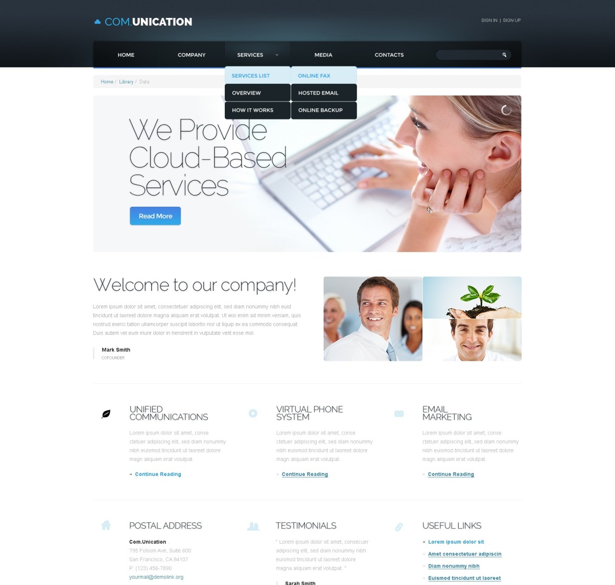 Communications Responsive Website Template #44201