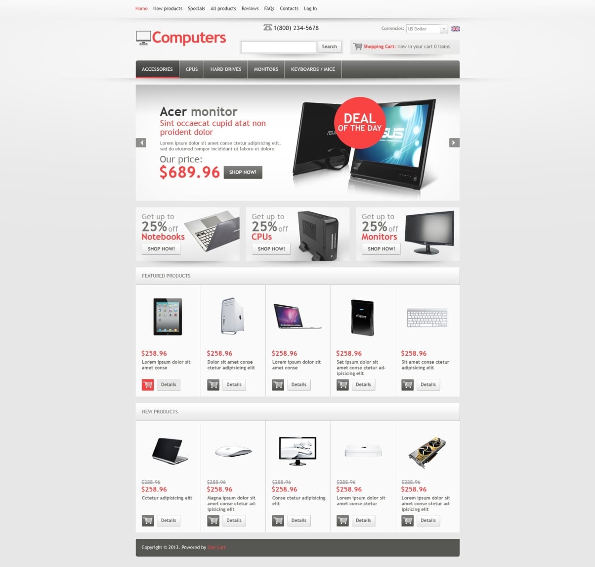 High-tech Computers ZenCart Template #44409