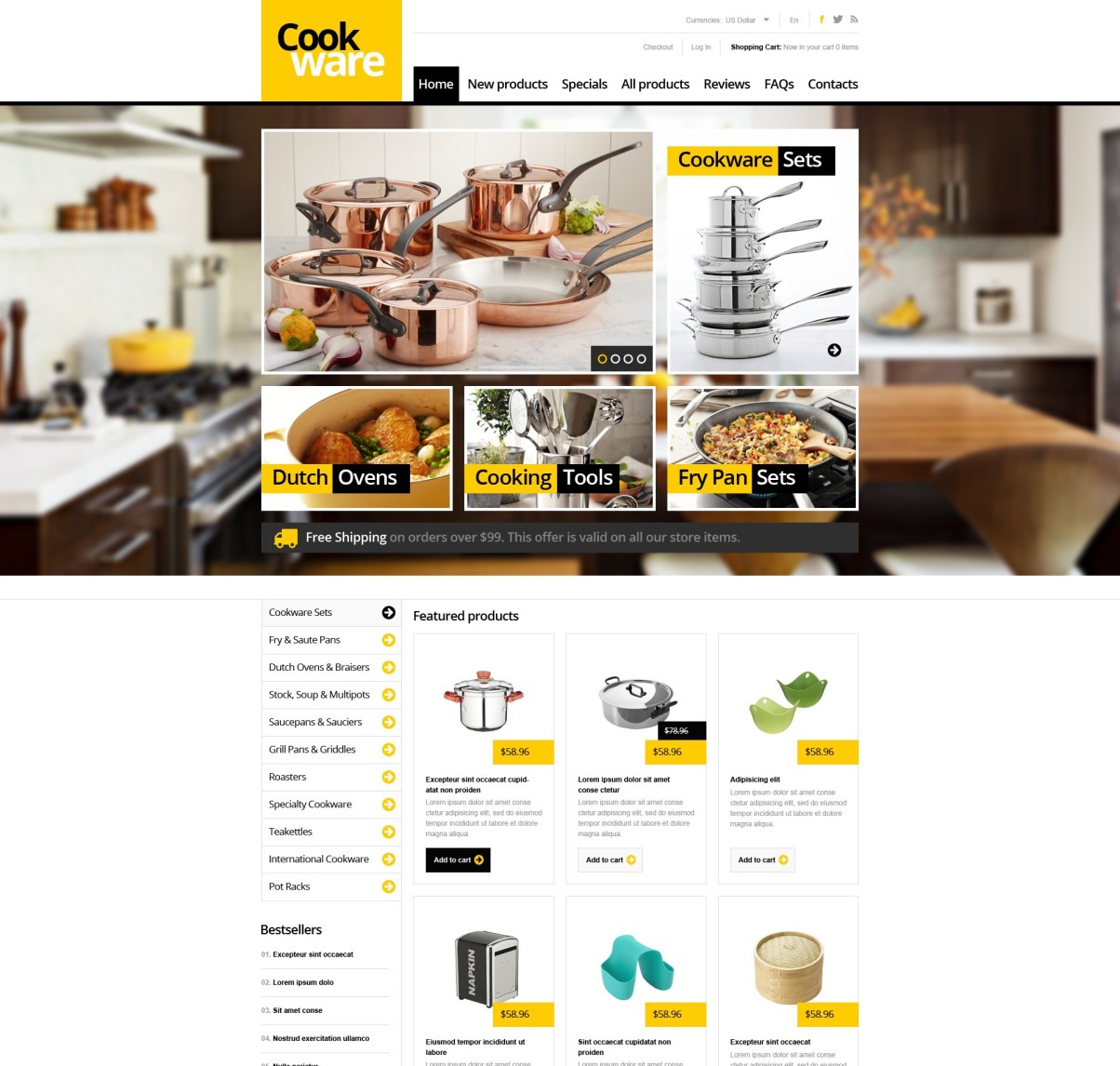 Finest Cookware ZenCart Template #45026