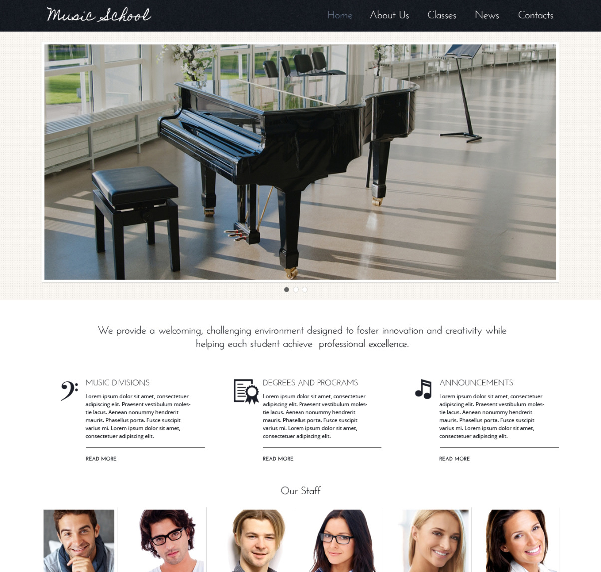 Music School Responsive Website Template #47640