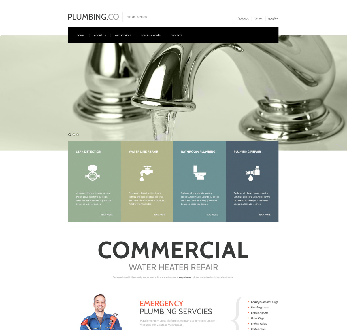 Full Plumbing Services Website Template #47769