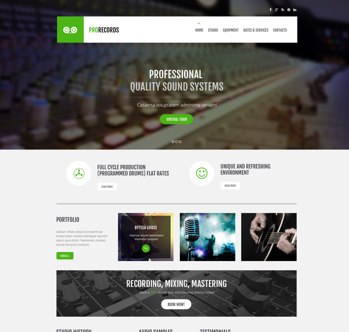 Recording Studio Responsive Website Template #47897