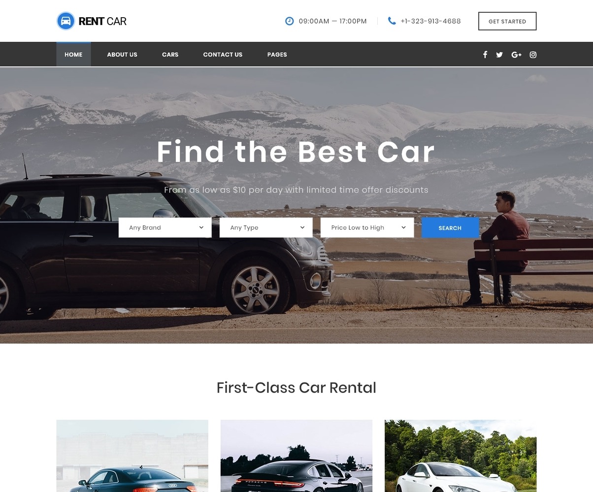 Rent Car - Well-Thought-Out Car Rental Multipage HTML Website Template