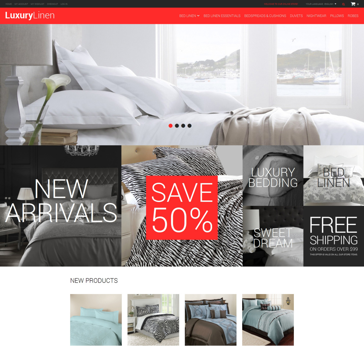 Luxury Linen Store Magento Theme #49586 - TemplateMonster