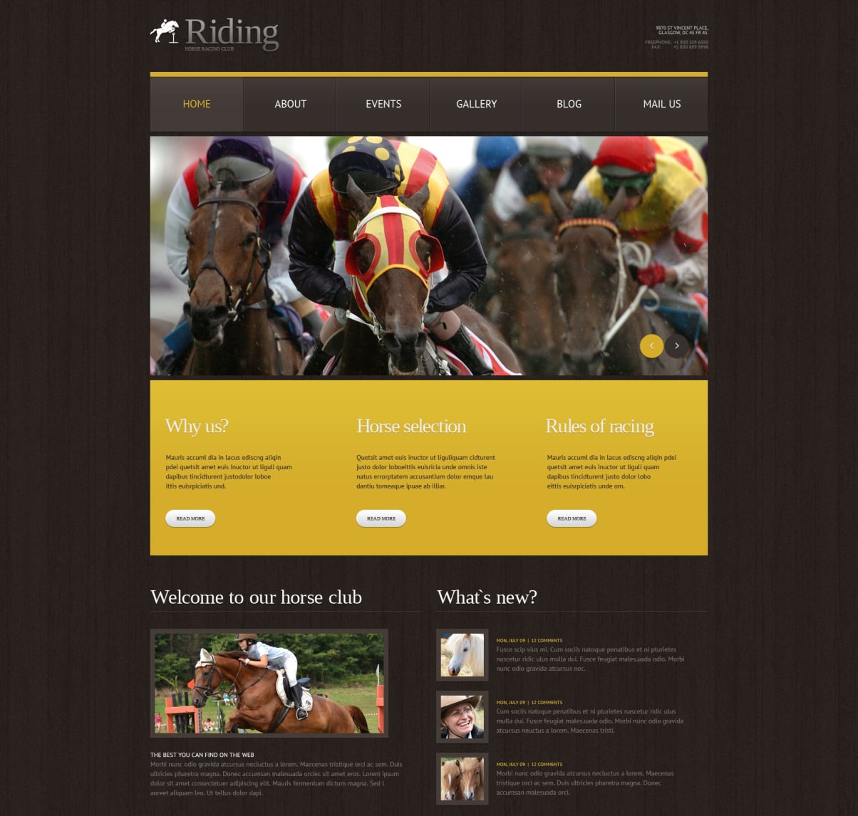 Horse Racing Responsive WordPress Theme #49643