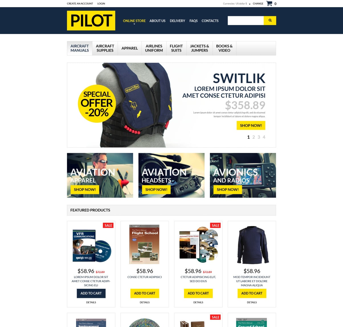 Pilot Shop VirtueMart Template #51106
