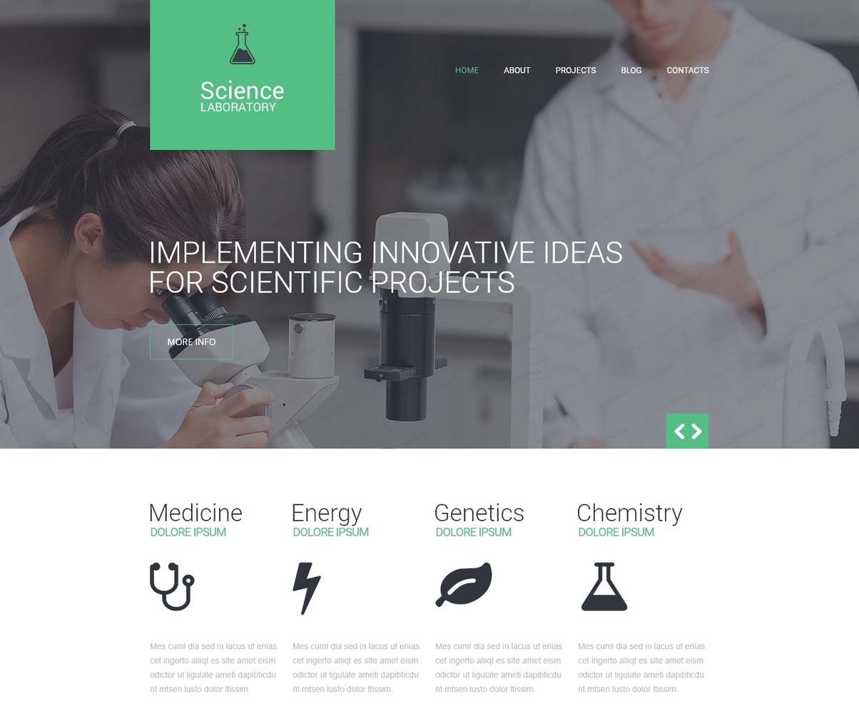 Science Lab Responsive Website Template #51245