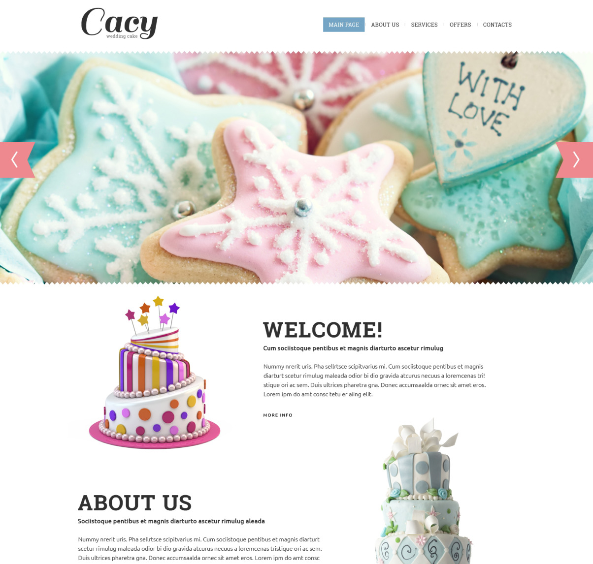 Wedding Cake Responsive Website Template #51267