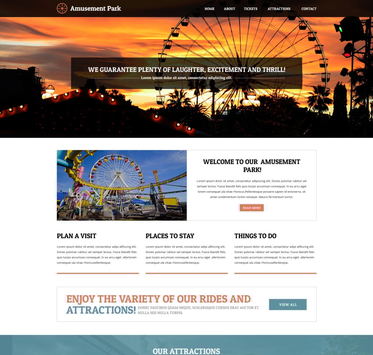 Amusement Park Responsive Website Template #51314