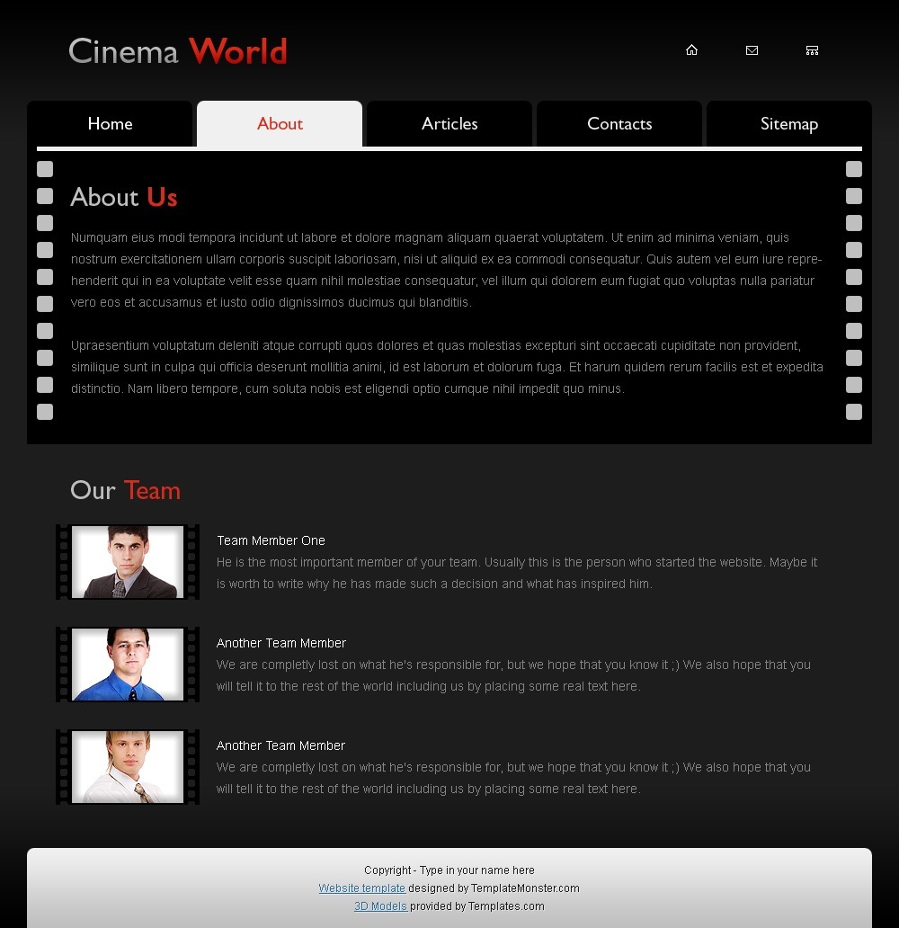 Free Cinema Website Template Tema Web №51472