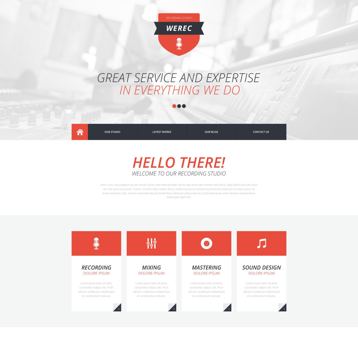 Recording Studio Responsive Website Template #51876