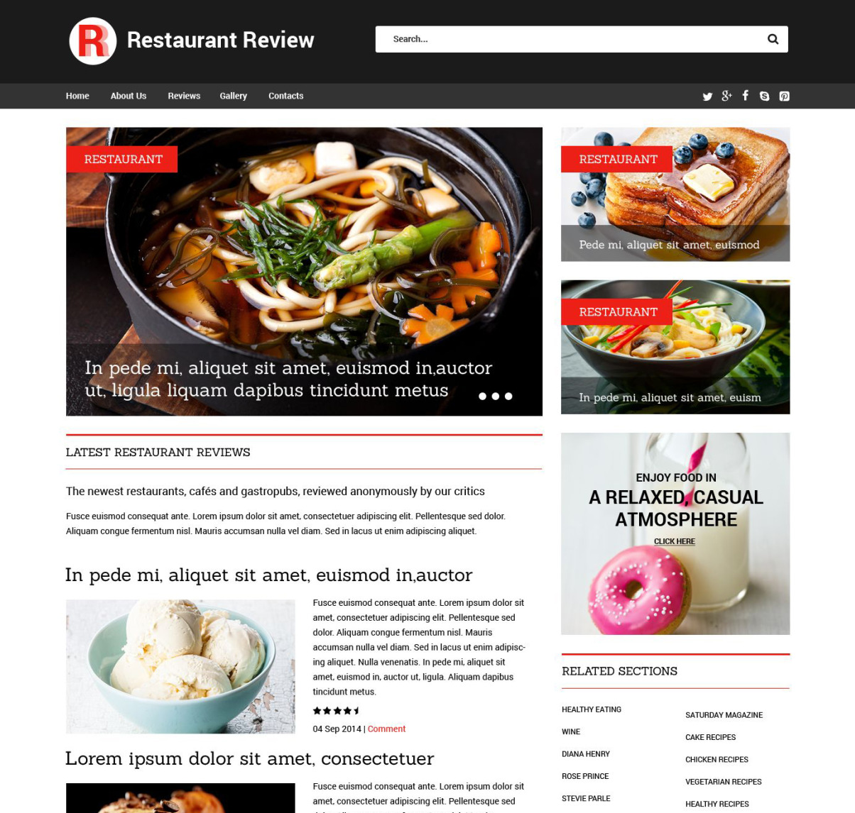 Restaurant Reviews Responsive Website Template #52021