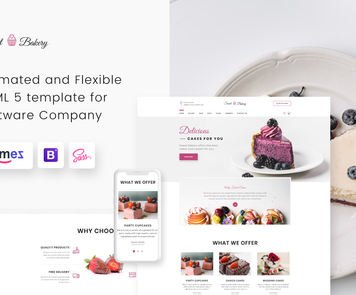 Modèle web Bootstrap #52072 pour site de confiserie
