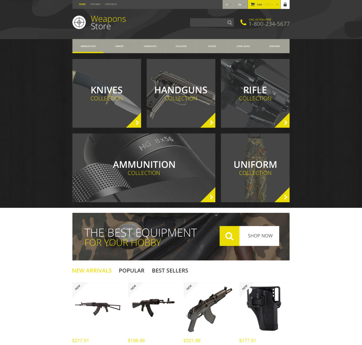 Weapon Shop PrestaShop Theme #52295