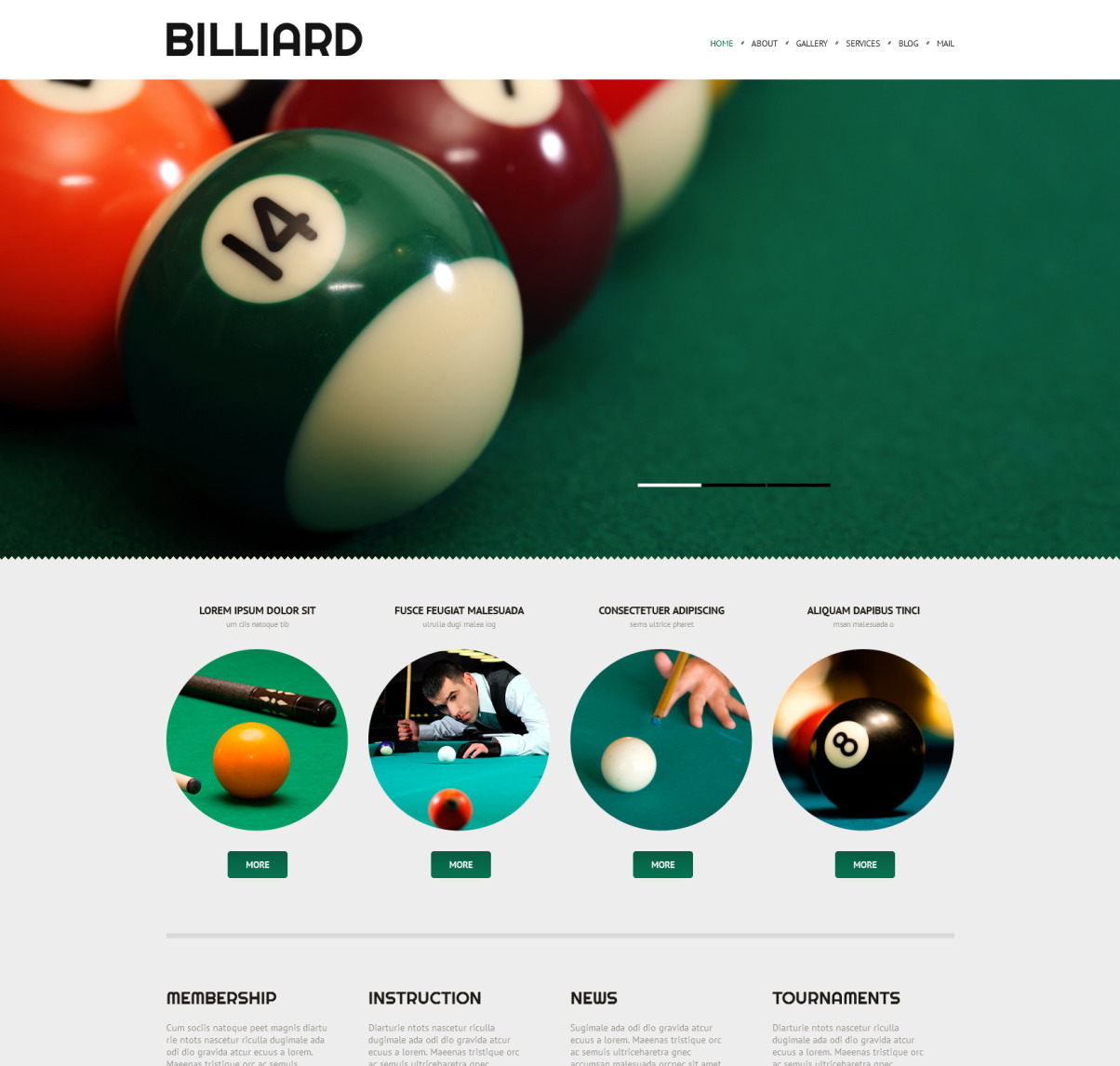 Billiards Responsive WordPress Theme #52999