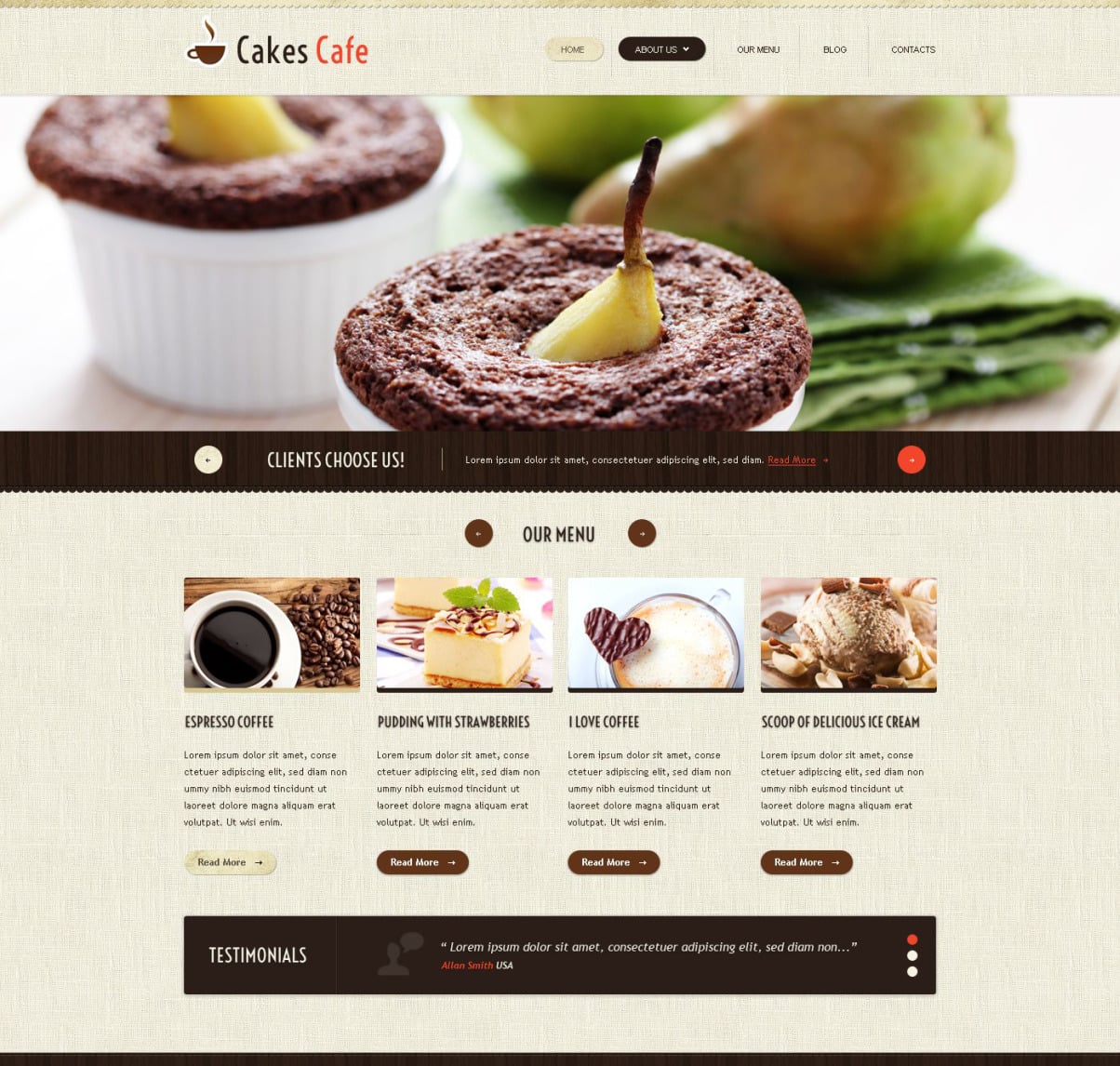 Cafe Responsive Website Template #52977