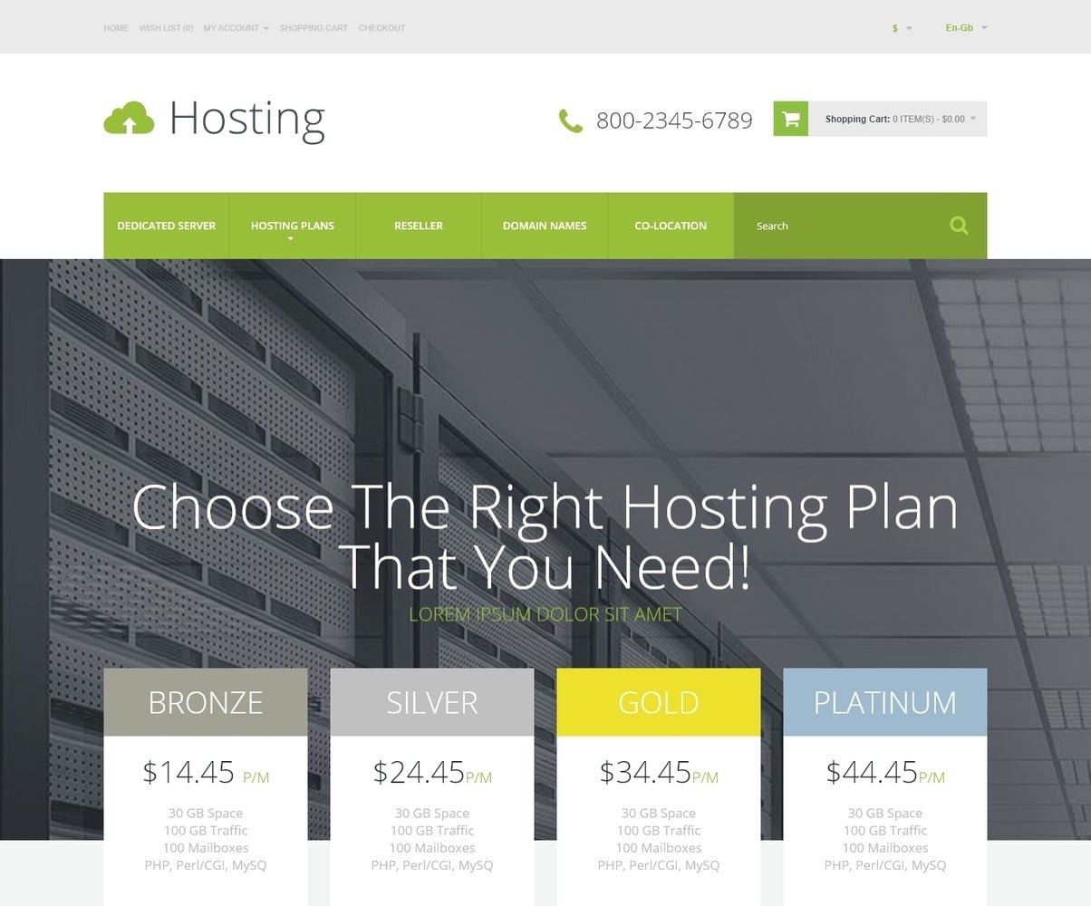 Hosting Provider OpenCart Template #53161 - TemplateMonster