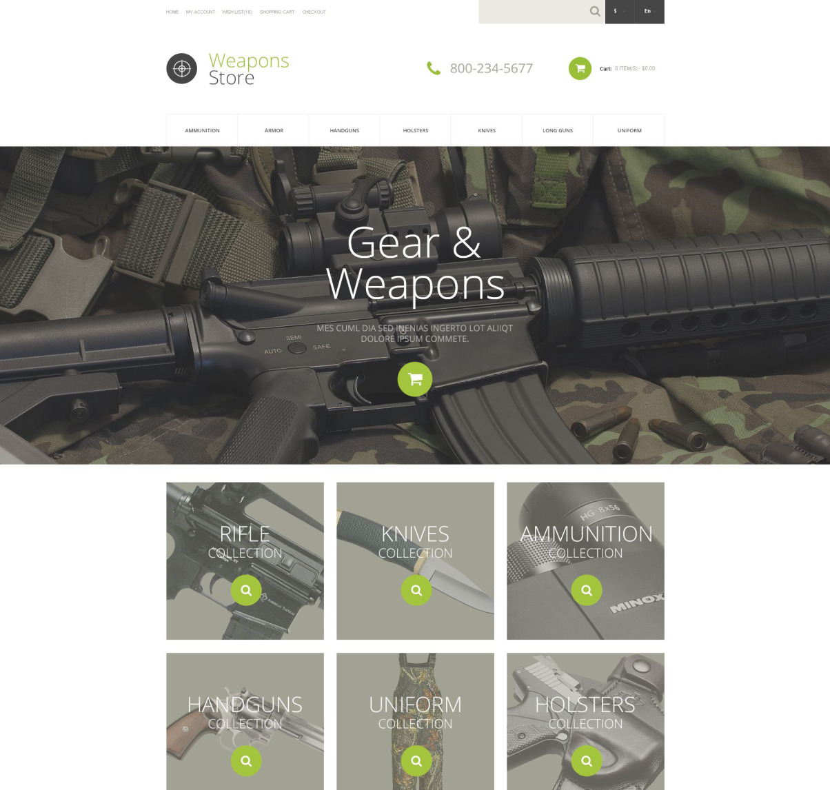 Weapons Collection OpenCart Theme