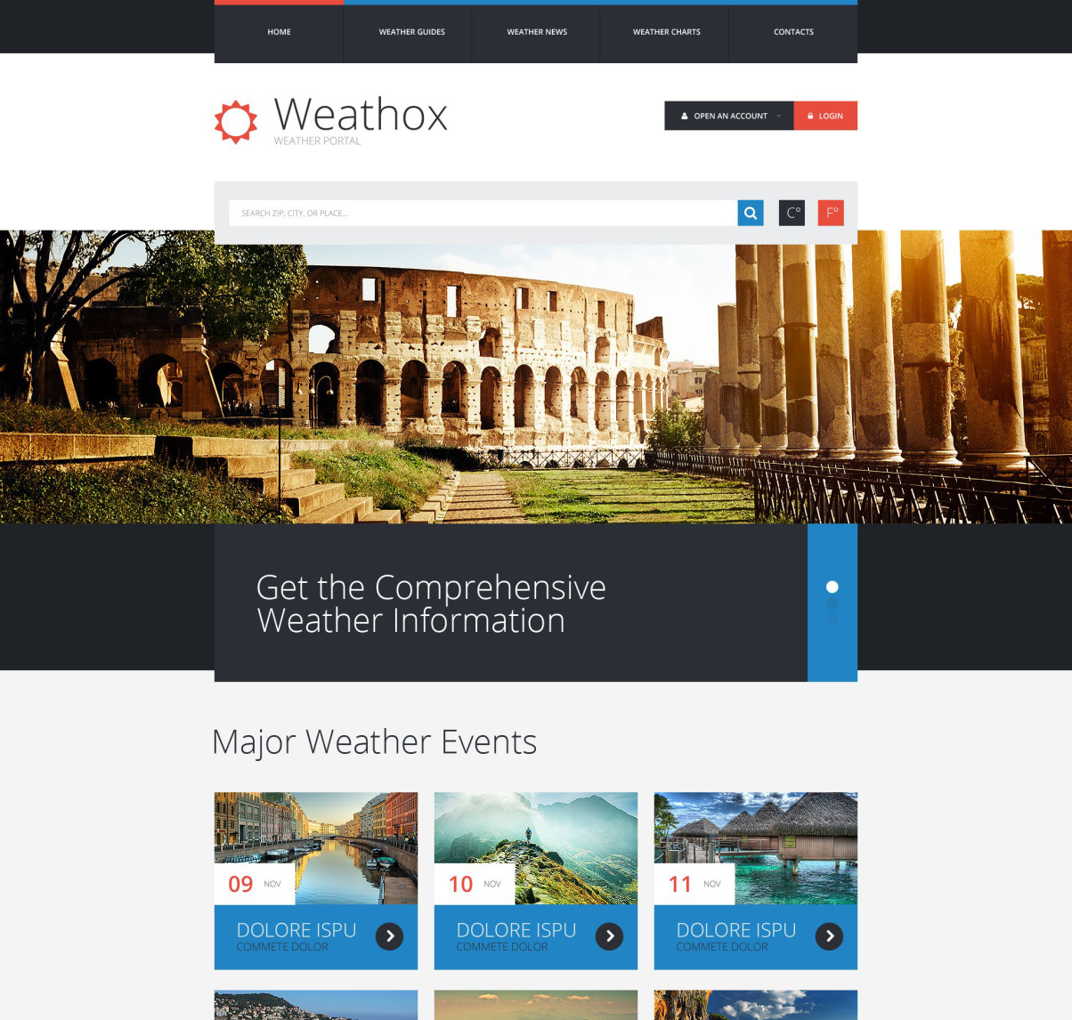 Weather Forecast Website Template #53291 - TemplateMonster