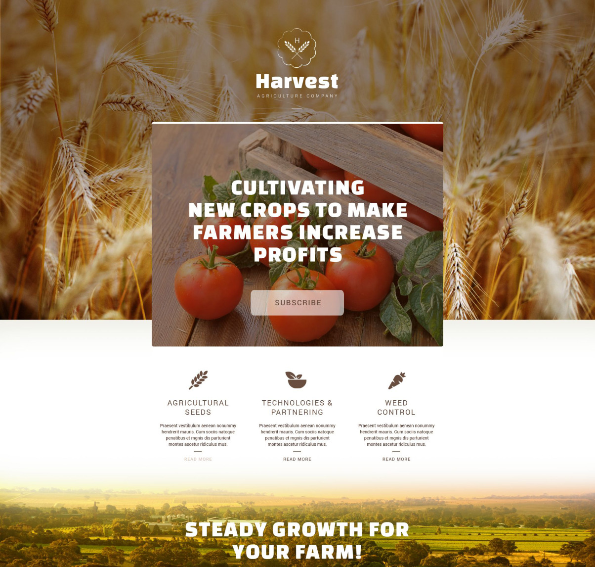 Agriculture Responsive Landing Page Template #53462
