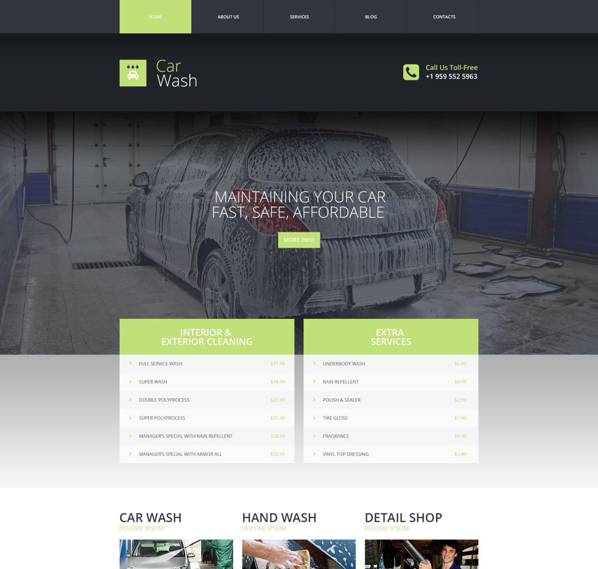 Car Wash Responsive Website Template #53652