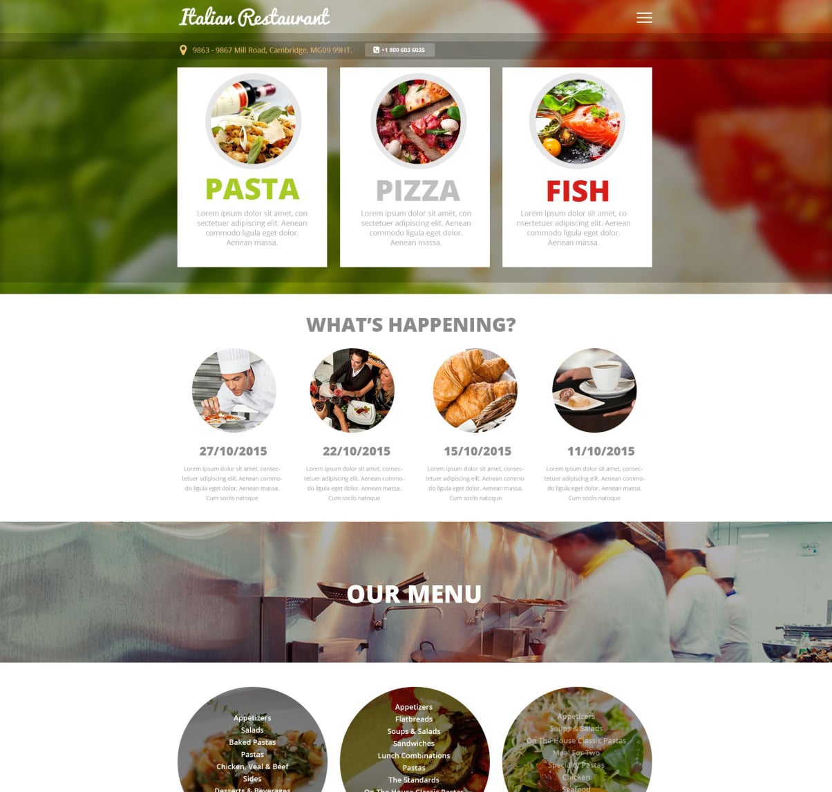 Italian Restaurant Responsive Website Template #53639