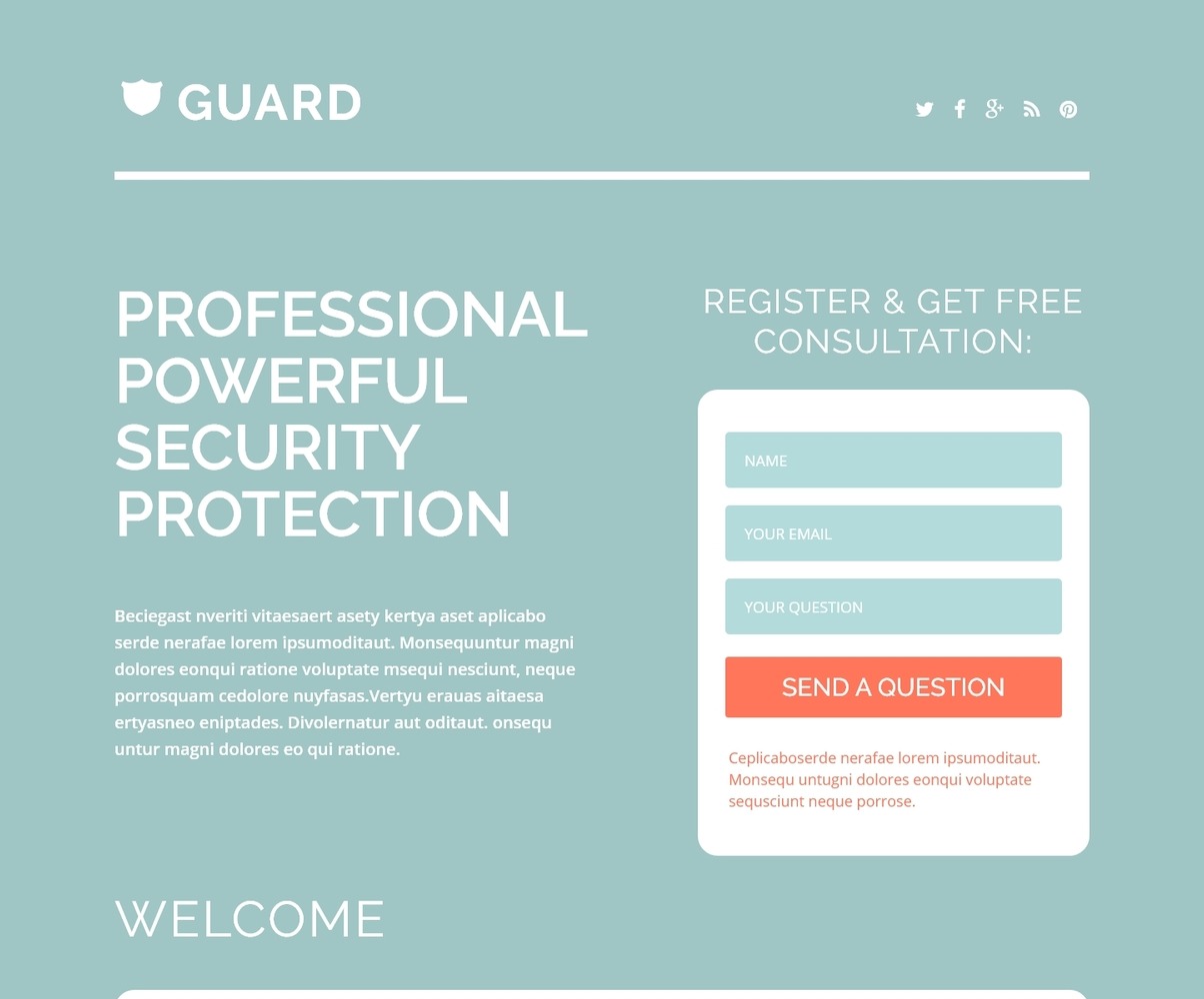 Security Responsive Landing Page Template #53789