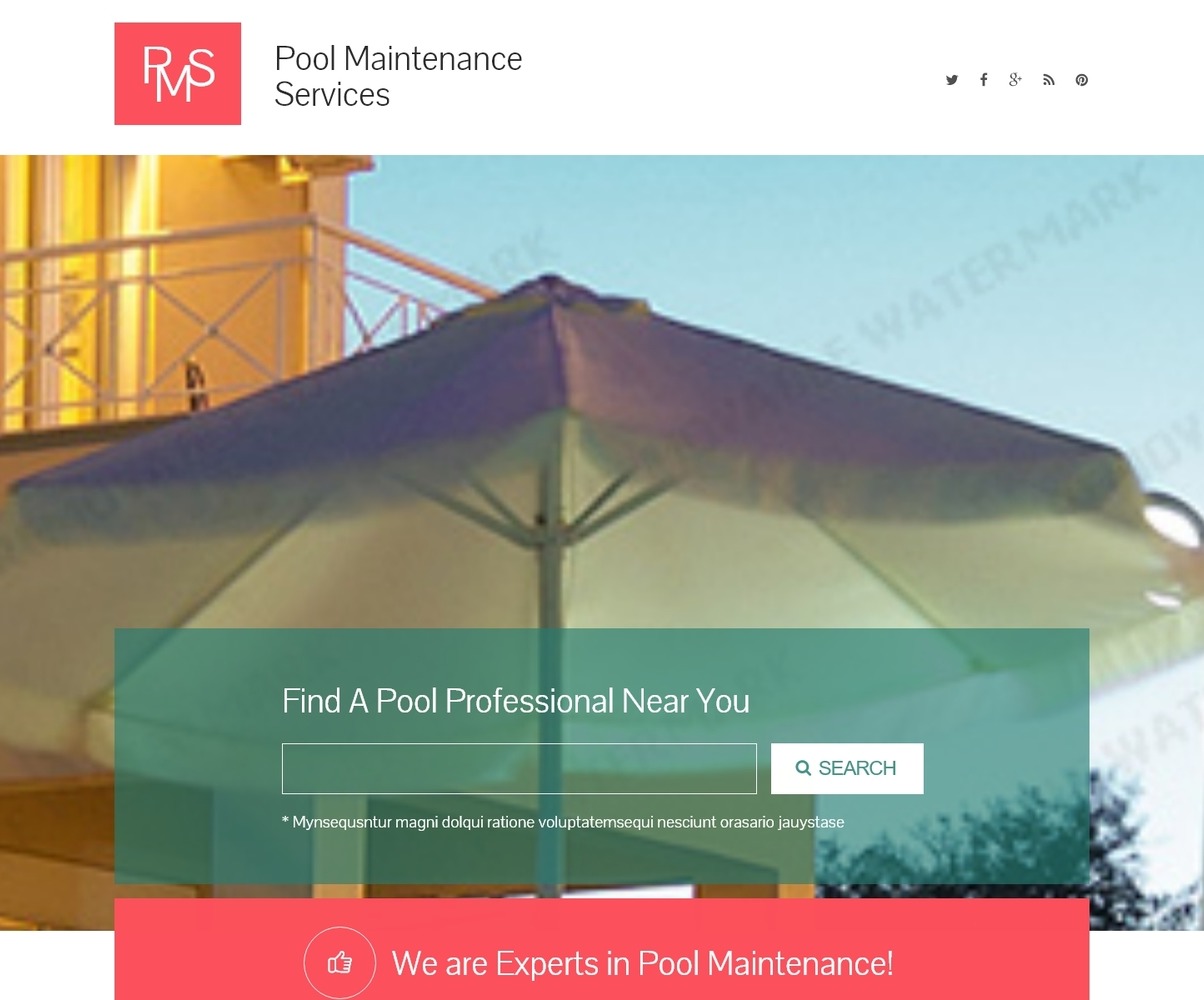 Swimming Pool Responsive Landing Page Template #53796