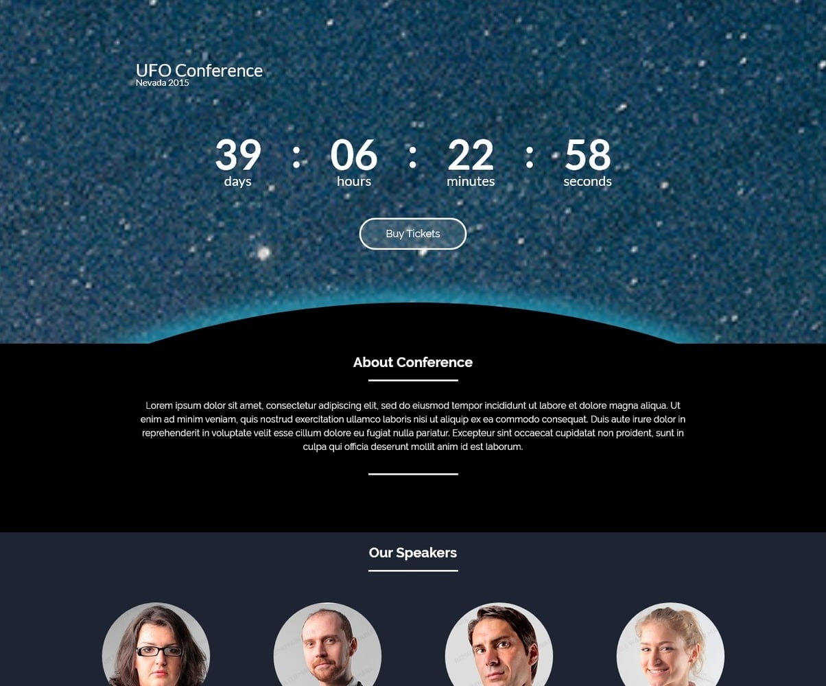 UFO Responsive Landing Page Template #54693