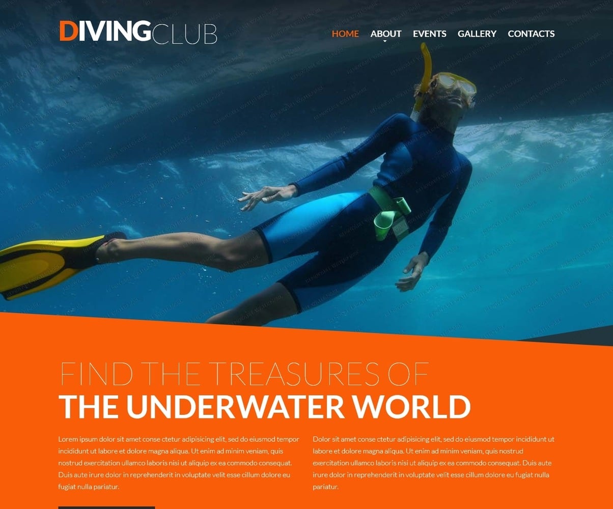 Diving Responsive Website Template #54702