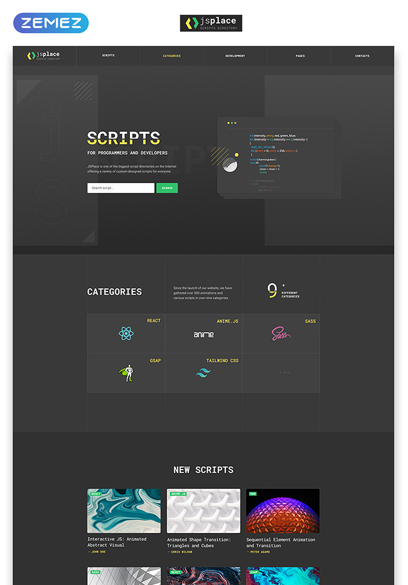 JS Place HTML Template