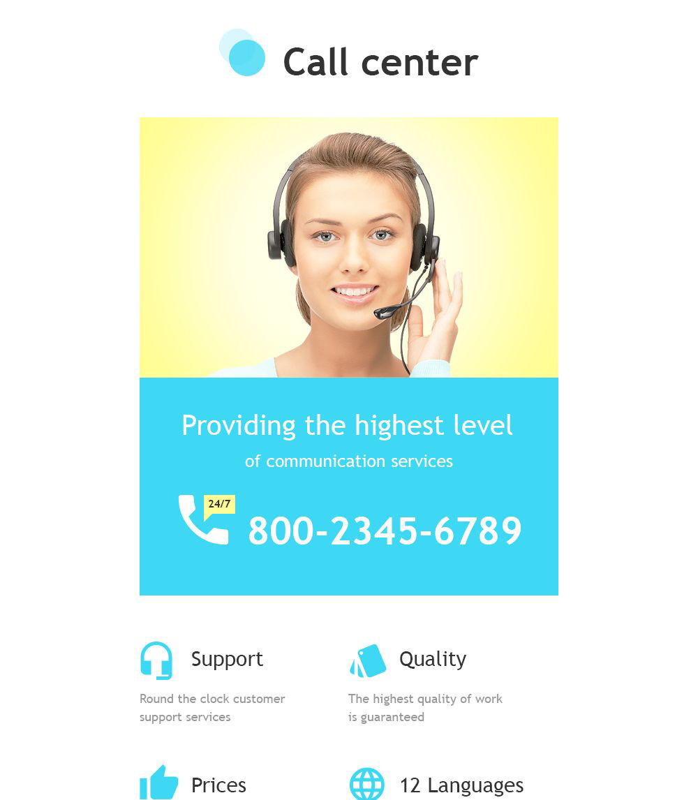 Call Center Responsive Newsletter Template #55586