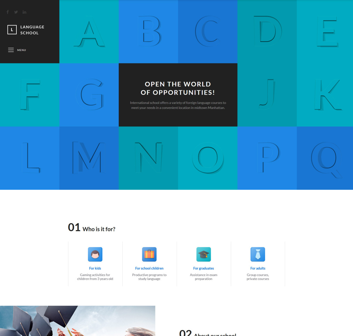 Language School Responsive Website Template #57636