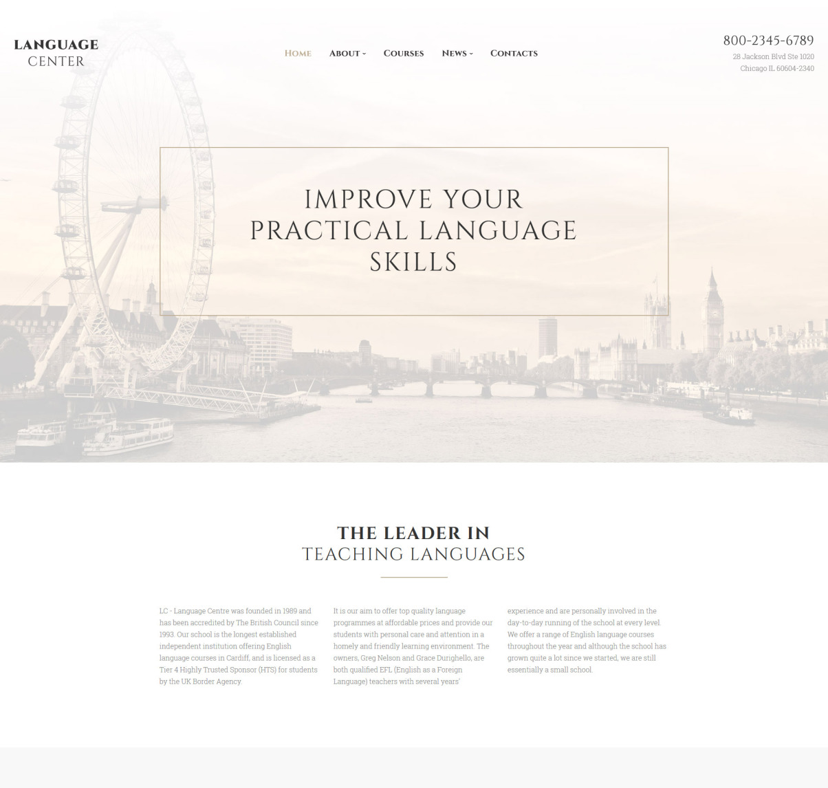 Language School Responsive Website Template #57962