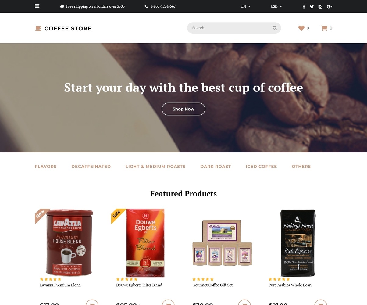 Coffee Shop OpenCart Template