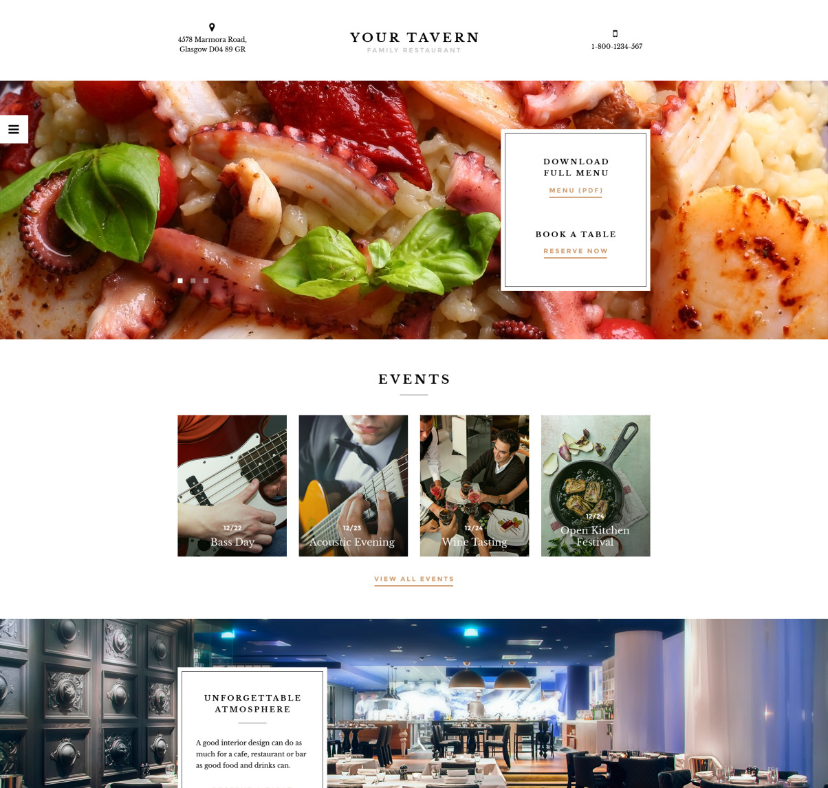 Cafe and Restaurant Responsive Website Template #58283