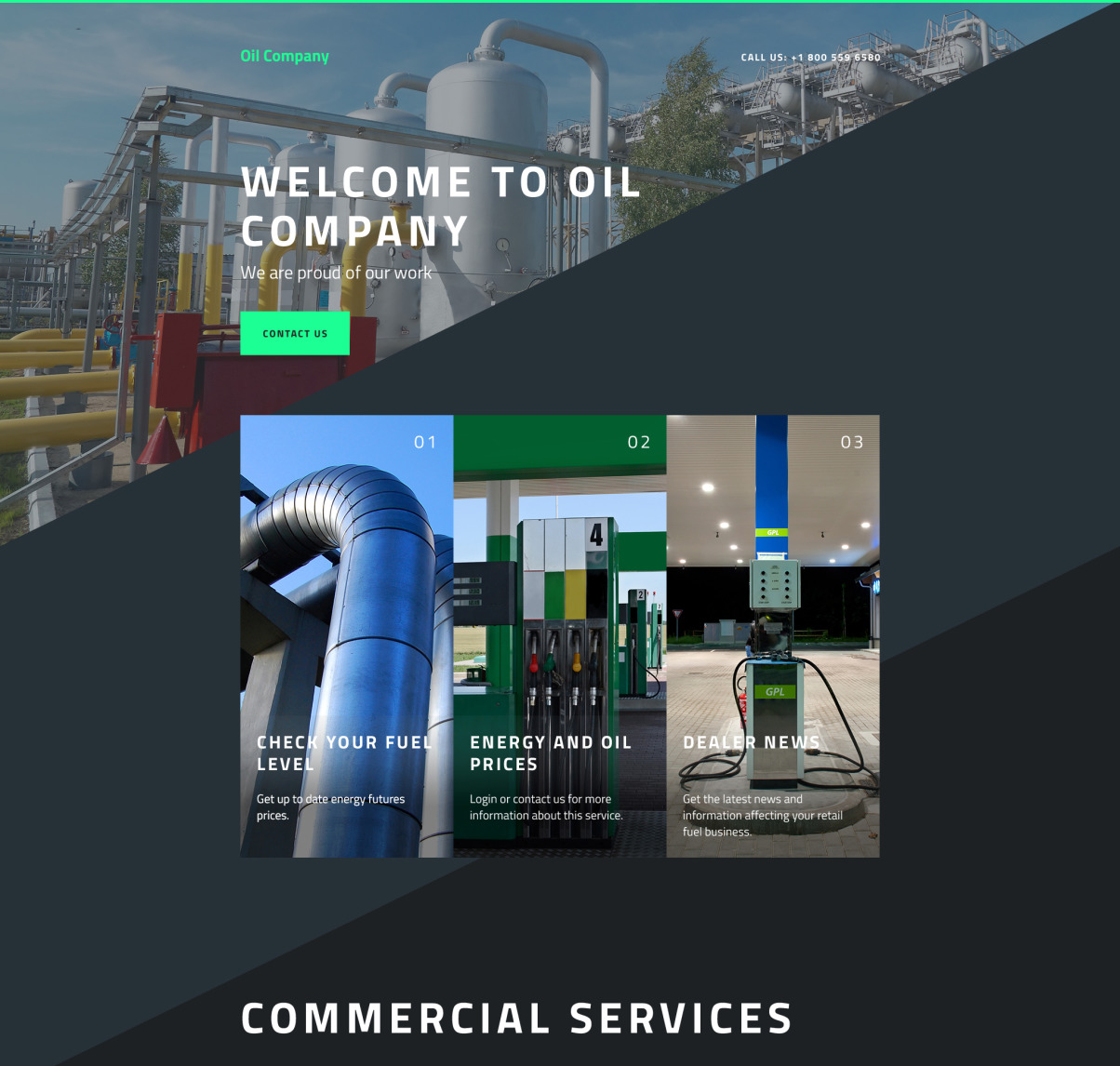 Gas & Oil Responsive Landing Page Template #58245