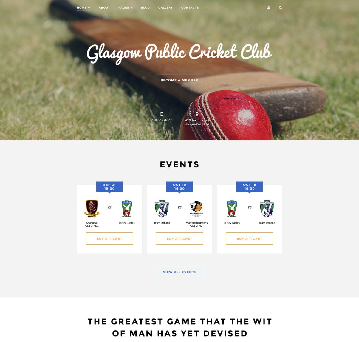Cricket Club Joomla template