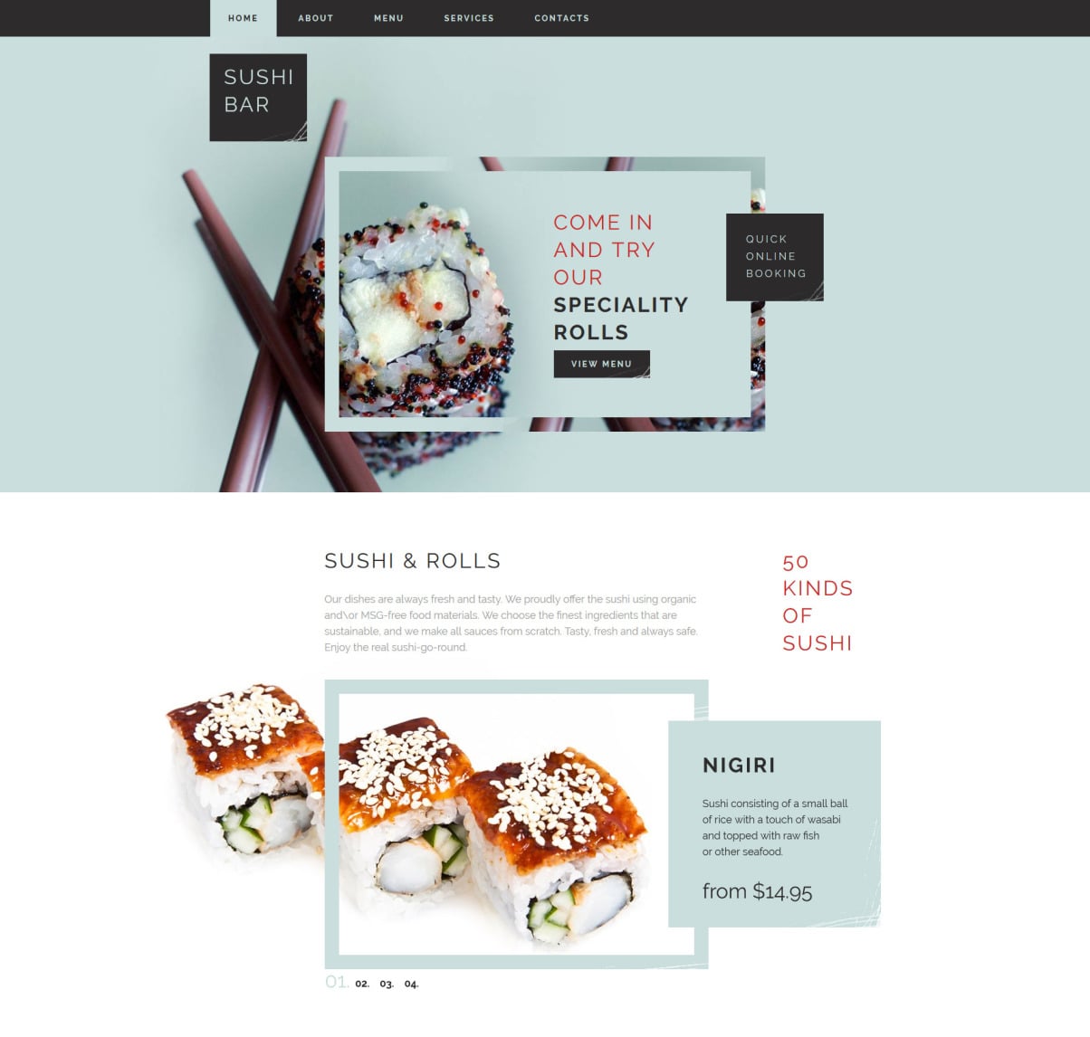 Sushi Bar Responsive Website Template #58897