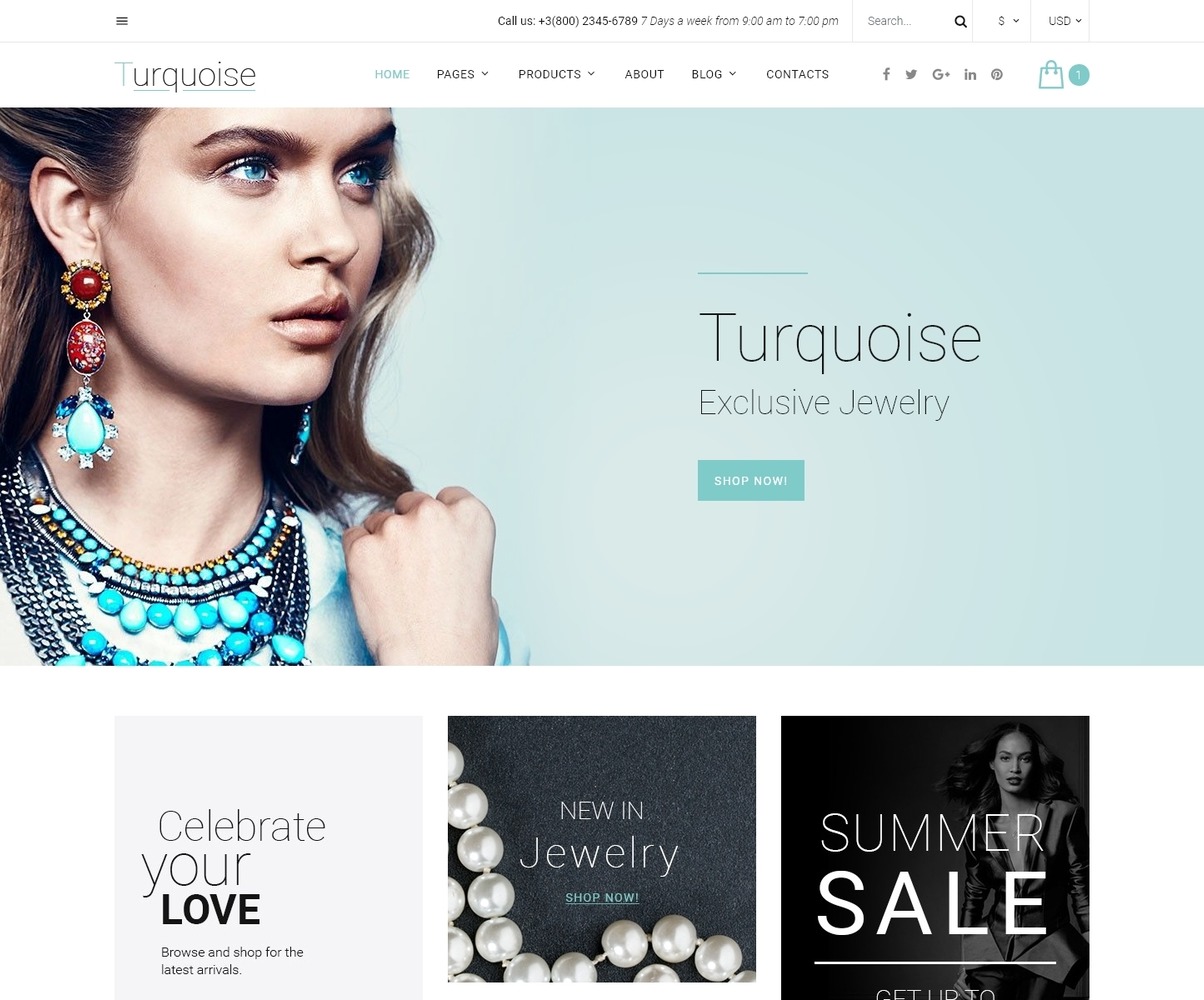 Turquoise Website Template #58937 - TemplateMonster